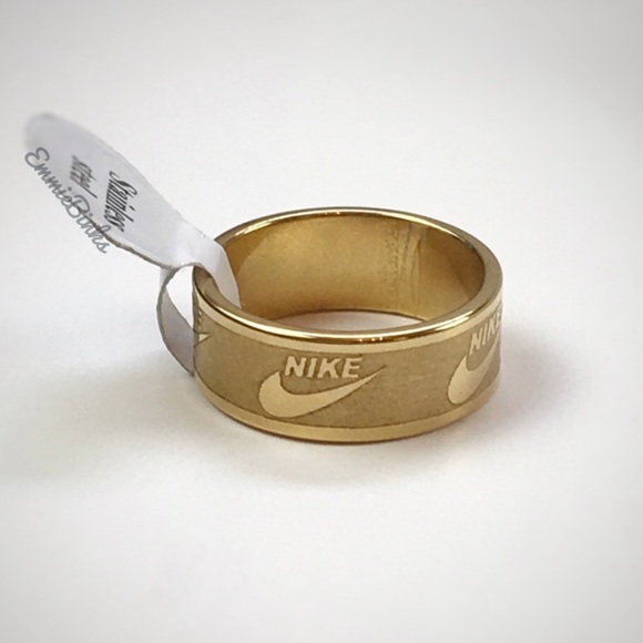 Nike | Jewelry | New 8mm Nike Swoosh Logo Golden Stainless Steel Band ...